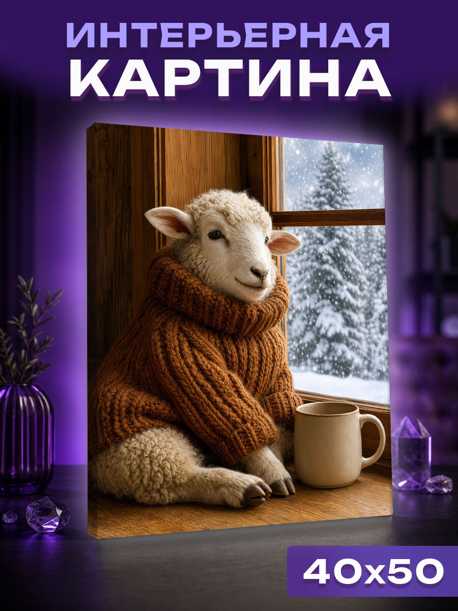 Интерьерная картина Овечка у зимнего окна