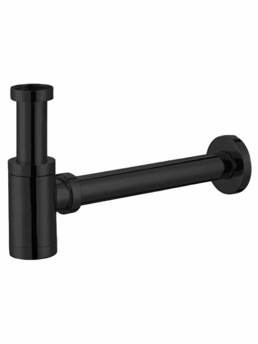 Сифон для раковины AZARIO G 1 1/4, без выпуска, цилиндр, латунь, черный (AZ-108-BL)