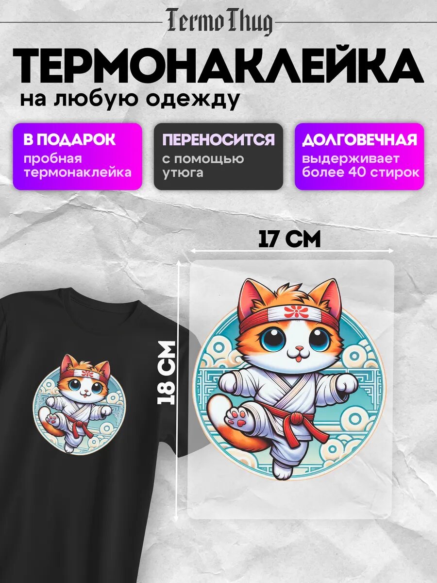 Термонаклейка на одежду карате дзюдо кимоно спорт