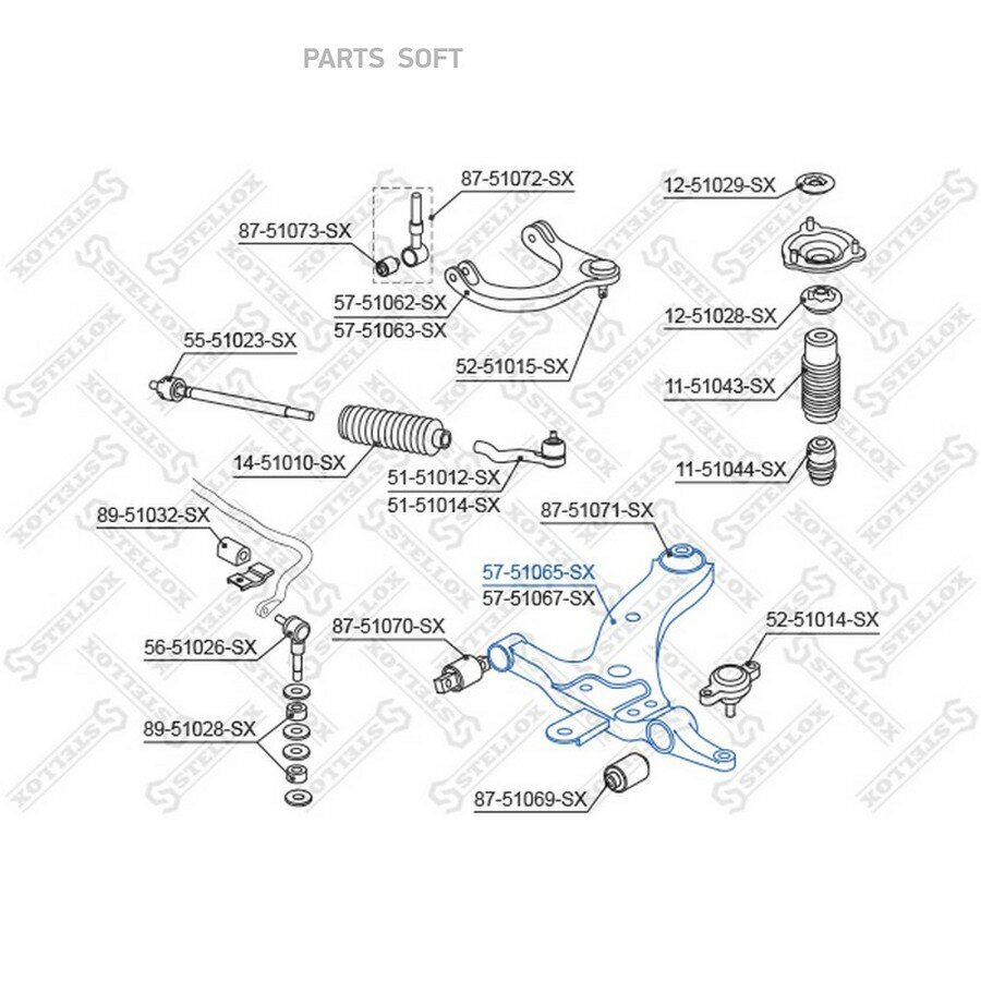 STELLOX 5751065SX Рычаг нижн. л. KIA Magentis 00> перед лев