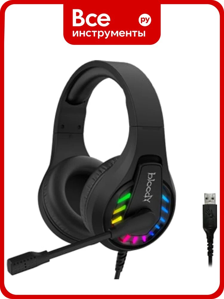 Наушники с микрофоном A4TECH Bloody G230 черный 2м накладные USB (G230) 1797014