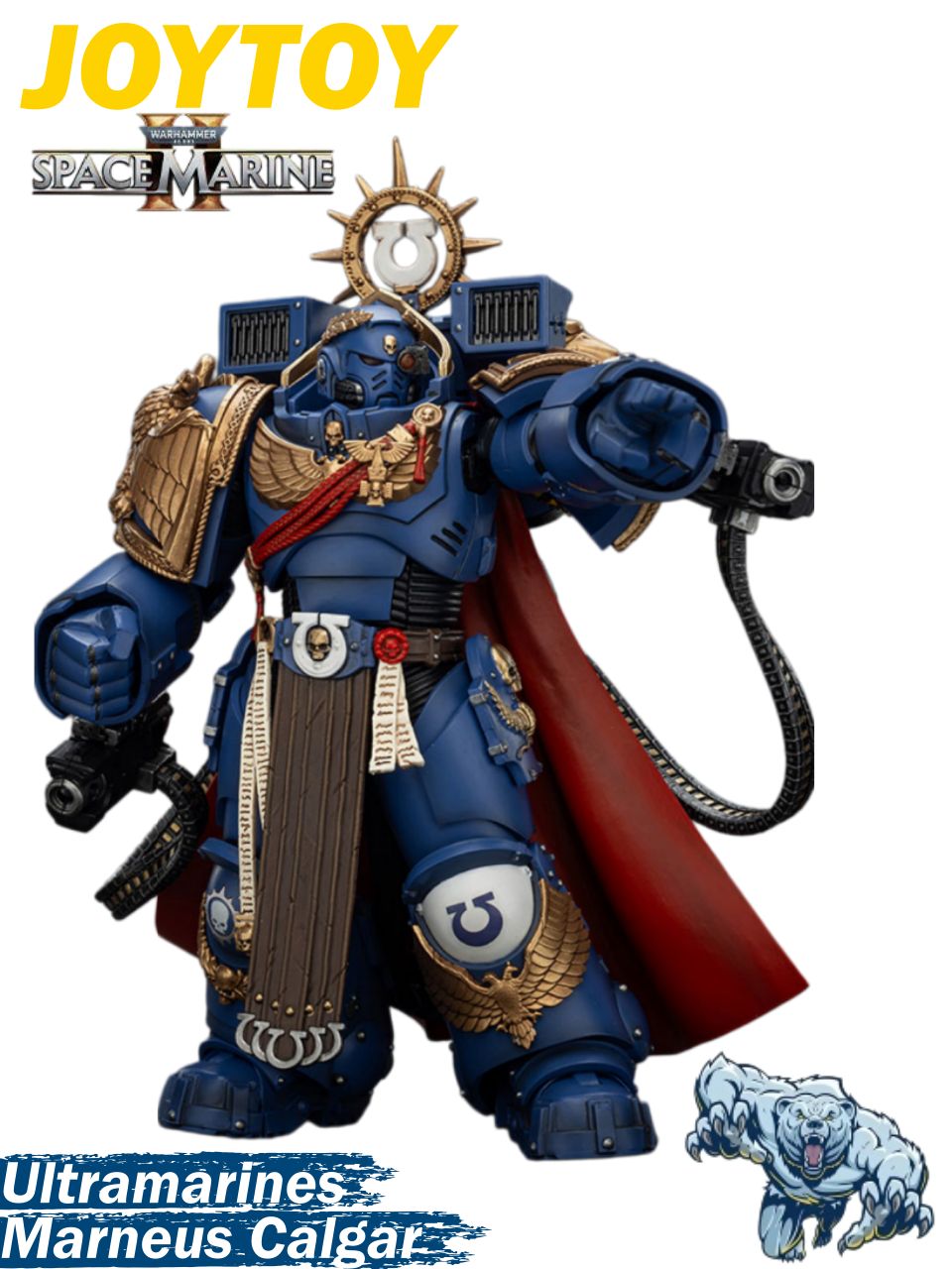 JOYTOY warhammer 40000 Space Marine ll Ultramarines Marneus Calgar, Chapter Master with MkX Gravis Armour and Gauntlets of Ultramar 1/18 nодаpок коллекция игрушек