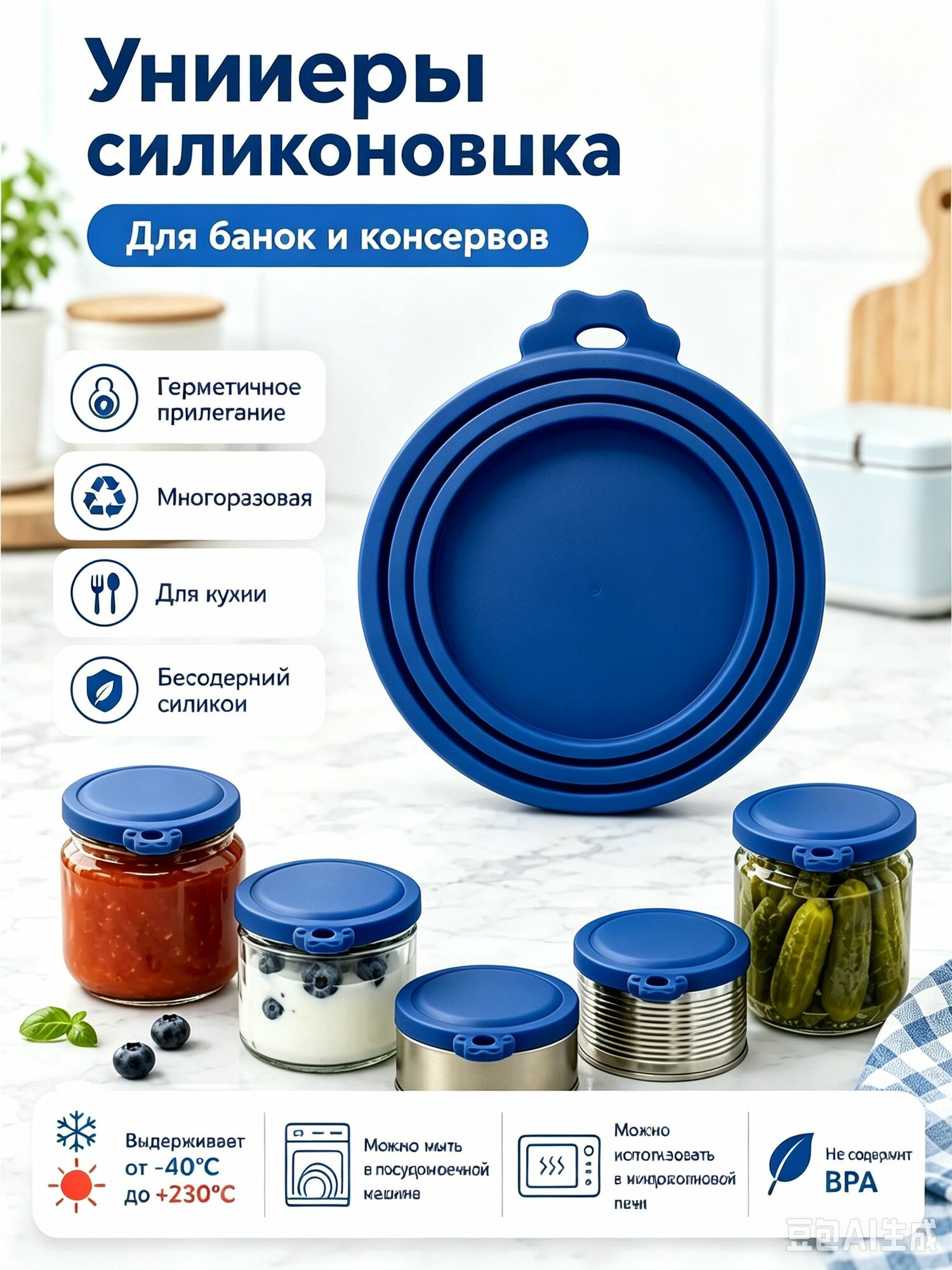 Крышка для банки 1 шт пищевой силикон