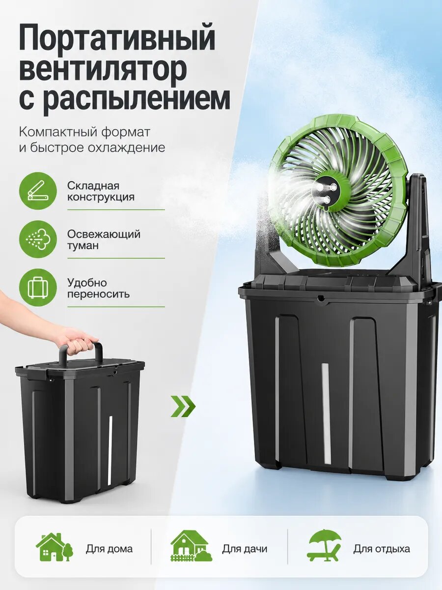 Уличный вентилятор с системой распыления воды
