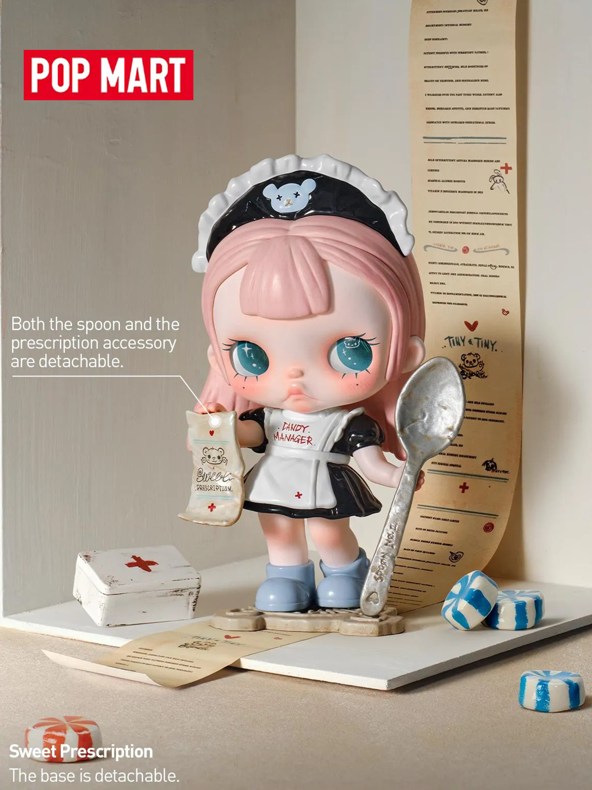 Коллекционная фигурка POP MART TinyTiny - Act I: Sugar Therapy Room Series Figures-Sweet Prescription, пластик, 12 см