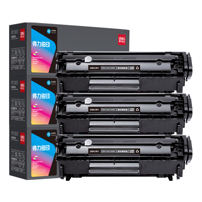 Картридж Deli 2612A совместимый с принтерами HP 3015 3020 1010 1012 1015 M1005 M1319F и Canon LBP2900 черный 3 шт.