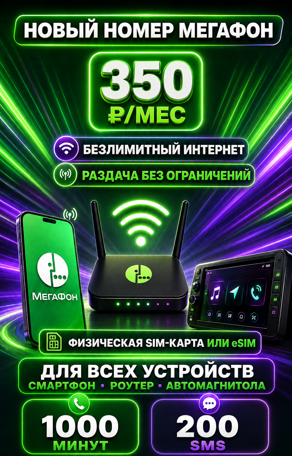 Новая СИМ-карта с безлимитным интернетом