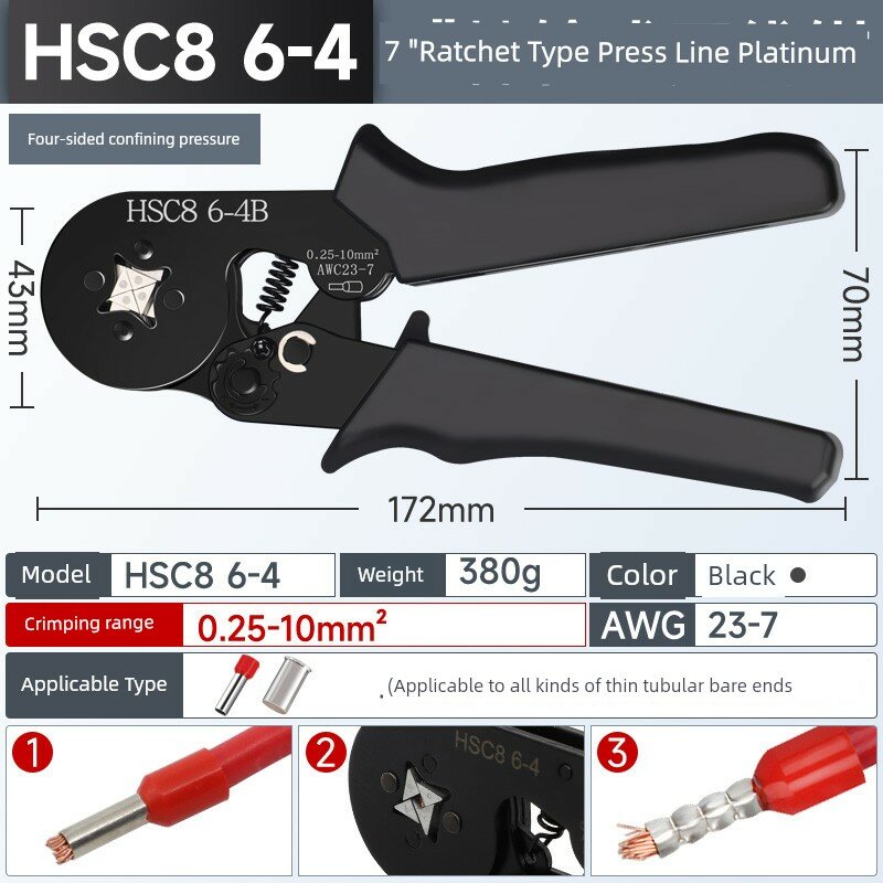 Многофункциональный инструмент для обжима трубных клемм, модель HSC8 6-4B для медного провода 6-4 мм², профессиональный