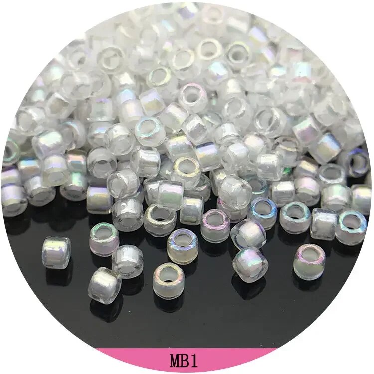 Стеклянные бусины 11/0 itube 1,3x1,6 мм 30 цветов MB01 White AB Color