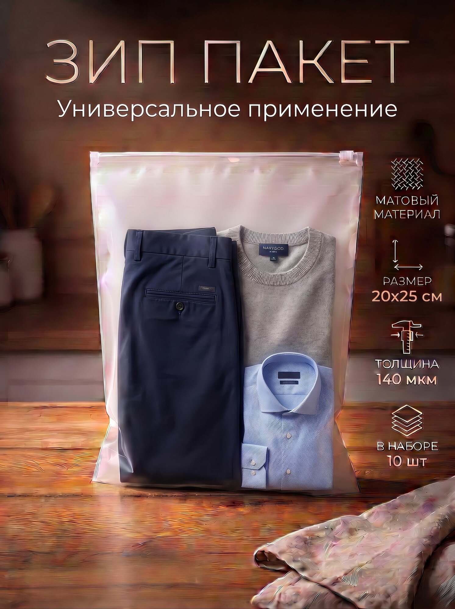 Zip пакеты с бегунком 20x25
