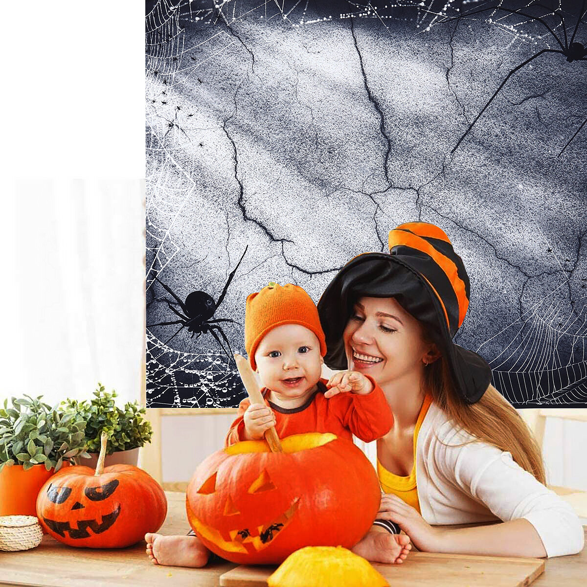 Фон Для Фотографии Halloween Паутина Серый 150.00X100.00X0.10Cm