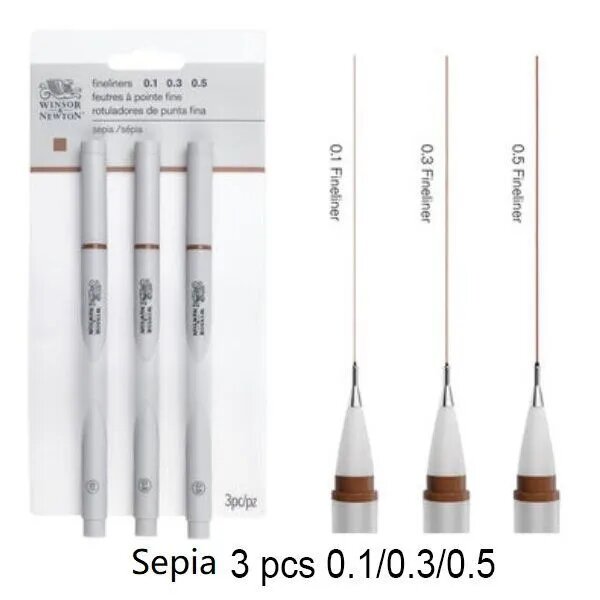 Ручка Линер Winsor & Newton, Коричневый, 3 шт, 0.1/0.3/0.5 мм