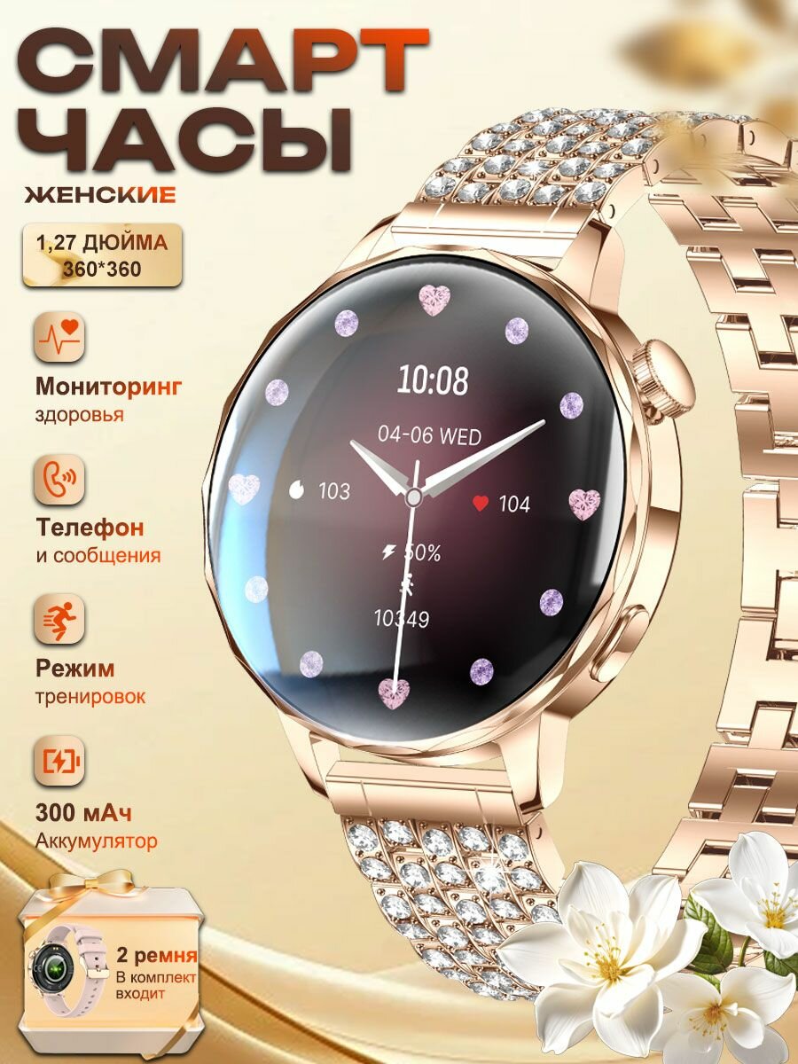 Умные часы для женщин Android/iPhone, фитнес-трекер с Bluetooth-звонками , Edition2025, (наручные смарт часы для айфон/андроид) электронные