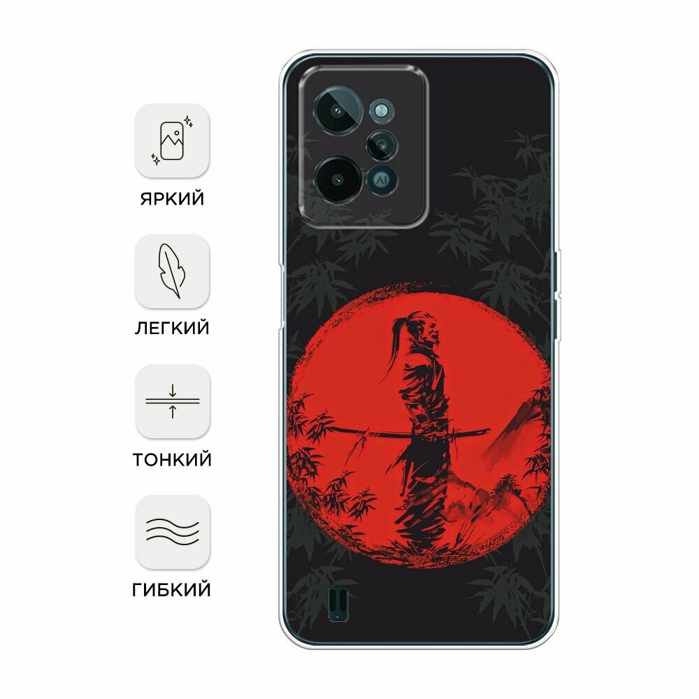 Чехол на Realme C31 / Реалми C31 с принтом "Самурай на красном фоне" — фото 1
