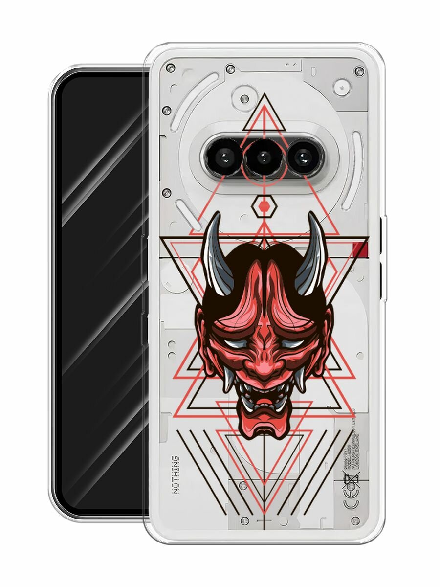 Чехол на Nothing Phone 3a / Нотинг Фон 3а с принтом Hanya Oni mask, прозрачный — фото 1