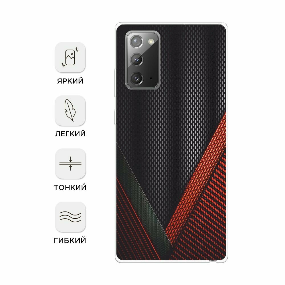 Чехол на Samsung Galaxy Note 20 / Самсунг Галакси Ноут 20 с принтом "Красный карбон" — фото 1