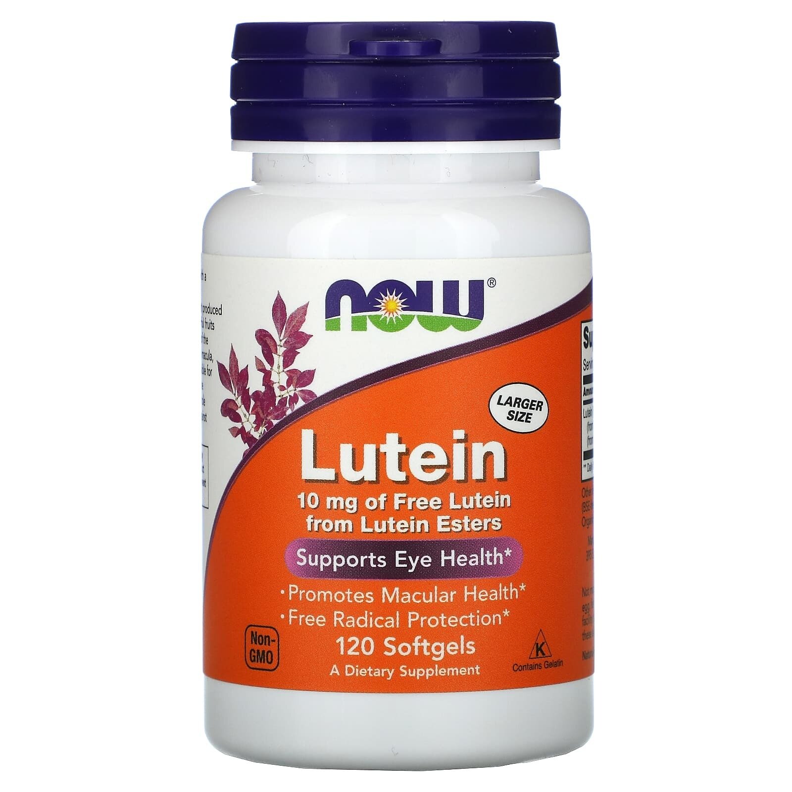 NOW Foods Lutein, Лютеин 10 мг для глаз и сердца - 60 капсул