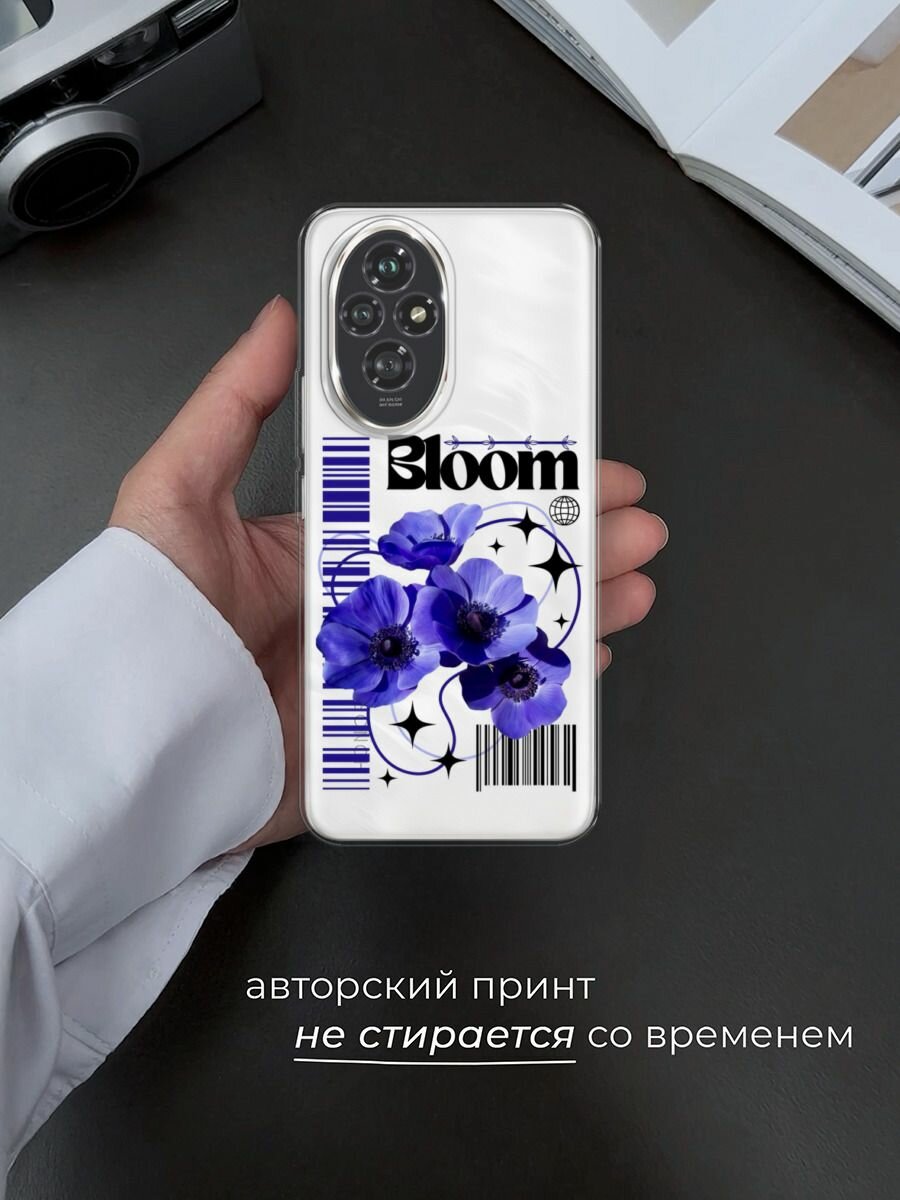 Чехол на Honor 200 / Хонор 200 с принтом "Завораживающие анемоны", прозрачный — фото 1