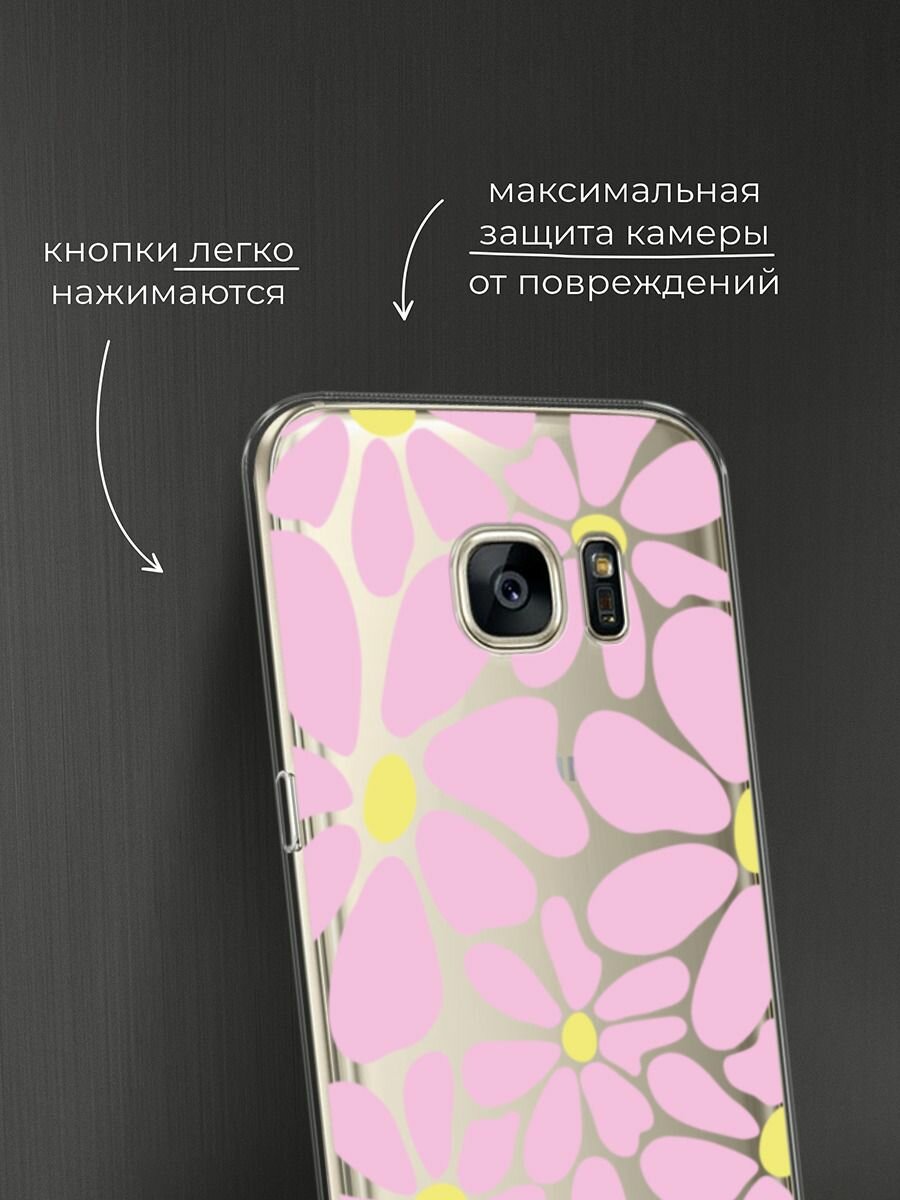Чехол на Samsung Galaxy S7 / Самсунг Галакси С 7 с принтом "Розовые лепестки 2", прозрачный — фото 1