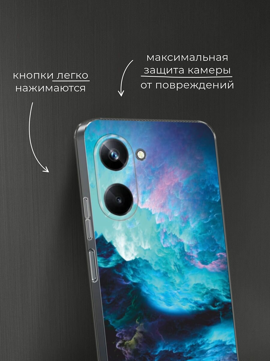 Чехол на Realme 10 Pro / Реалми 10 Про с принтом "Бирюзовое небо" — фото 1