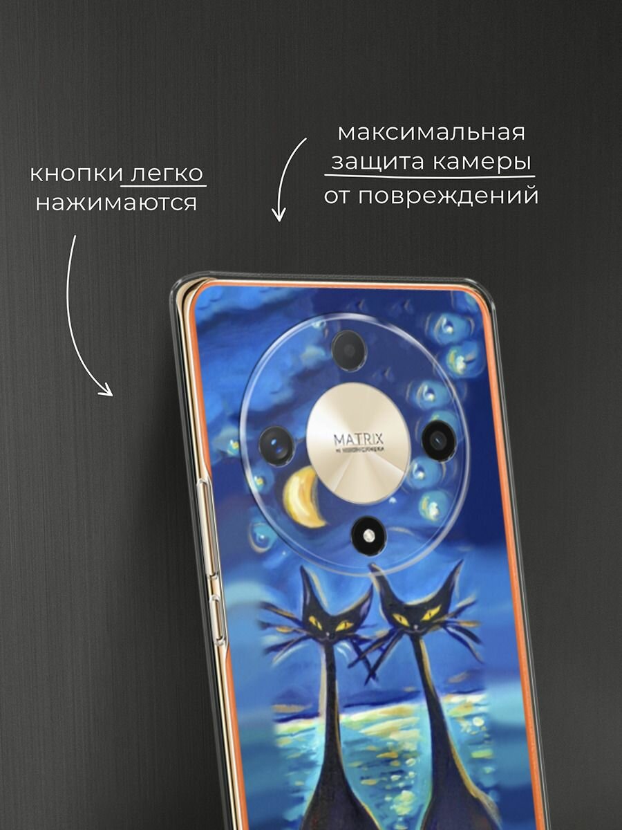 Чехол на Honor X9b / Хонор X9B с принтом "Влюбленные котики 7" — фото 1