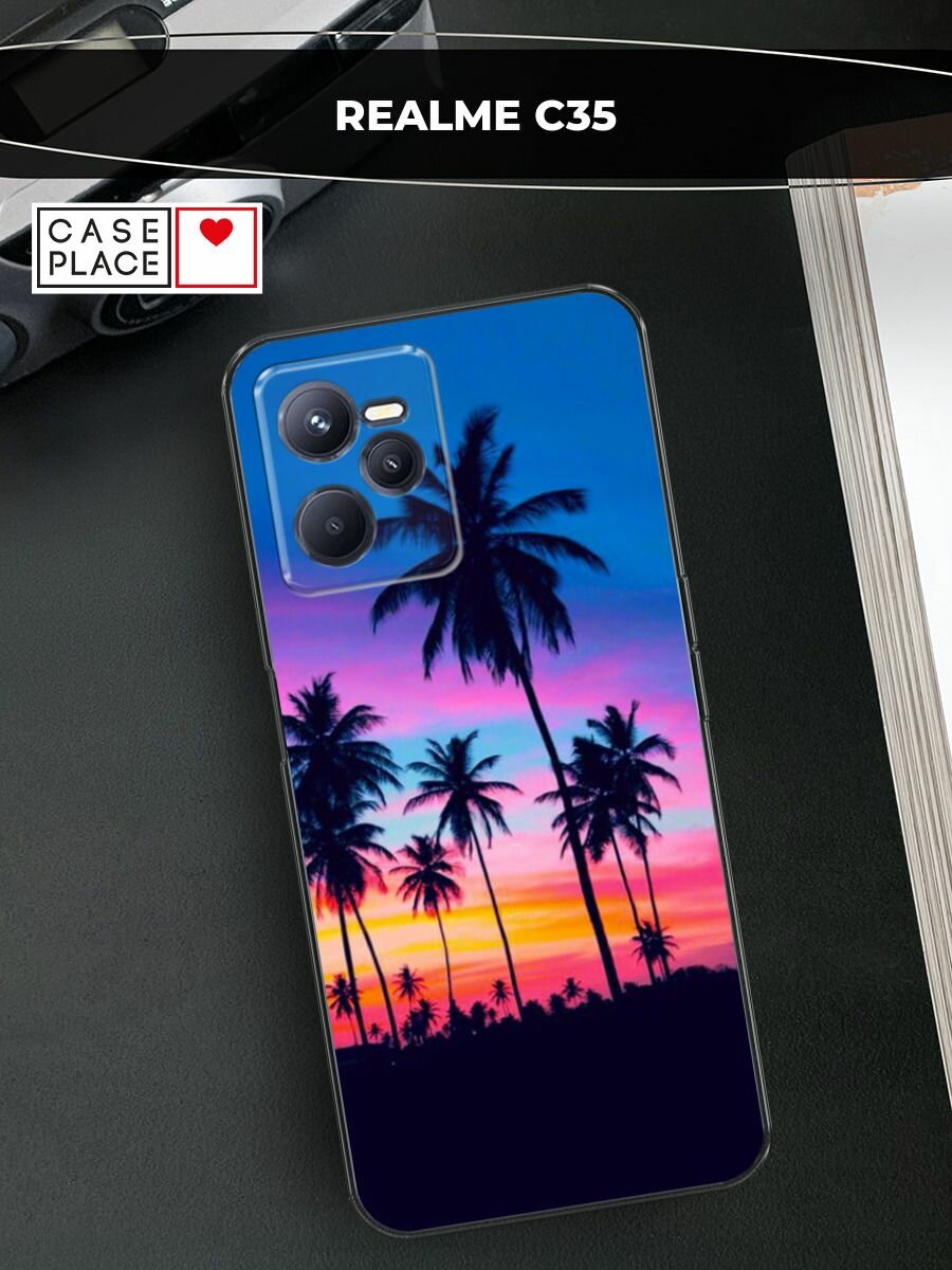 Силиконовый чехол на Realme C35 / Реалми C35 с принтом "Закат 5"