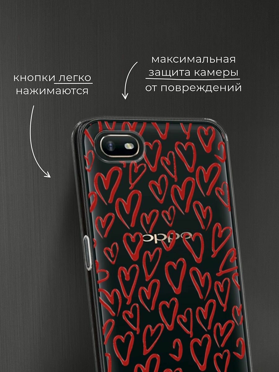 Чехол на Oppo A1k / Оппо А1к с принтом "Легкие бордовые сердечки" — фото 1