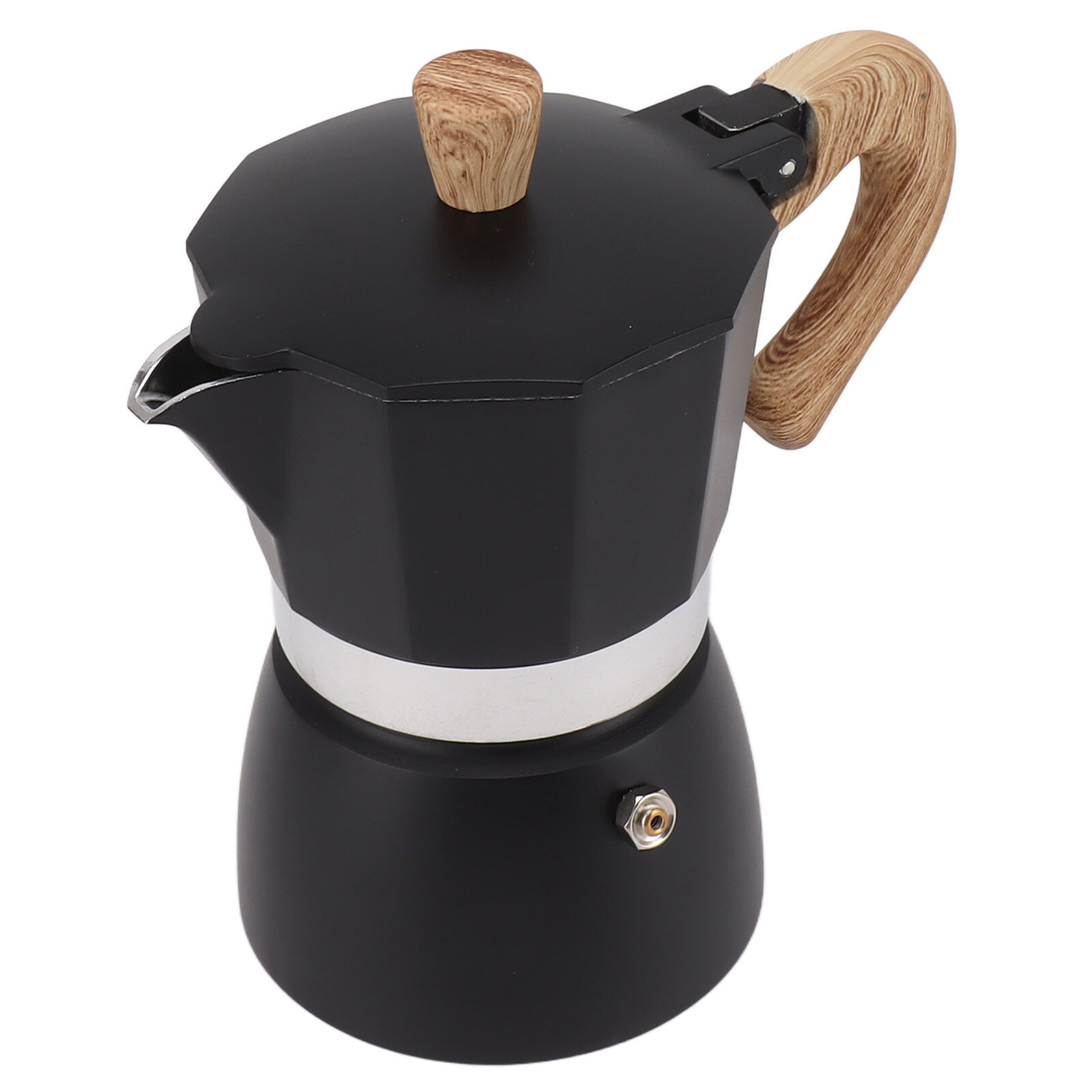 Кофейник Moka, восьмиугольный алюминиевый классический портативный кофейник для ручного заваривания, кофейник Moka для кемпинга, домашнего использования, черный, 3 чашки