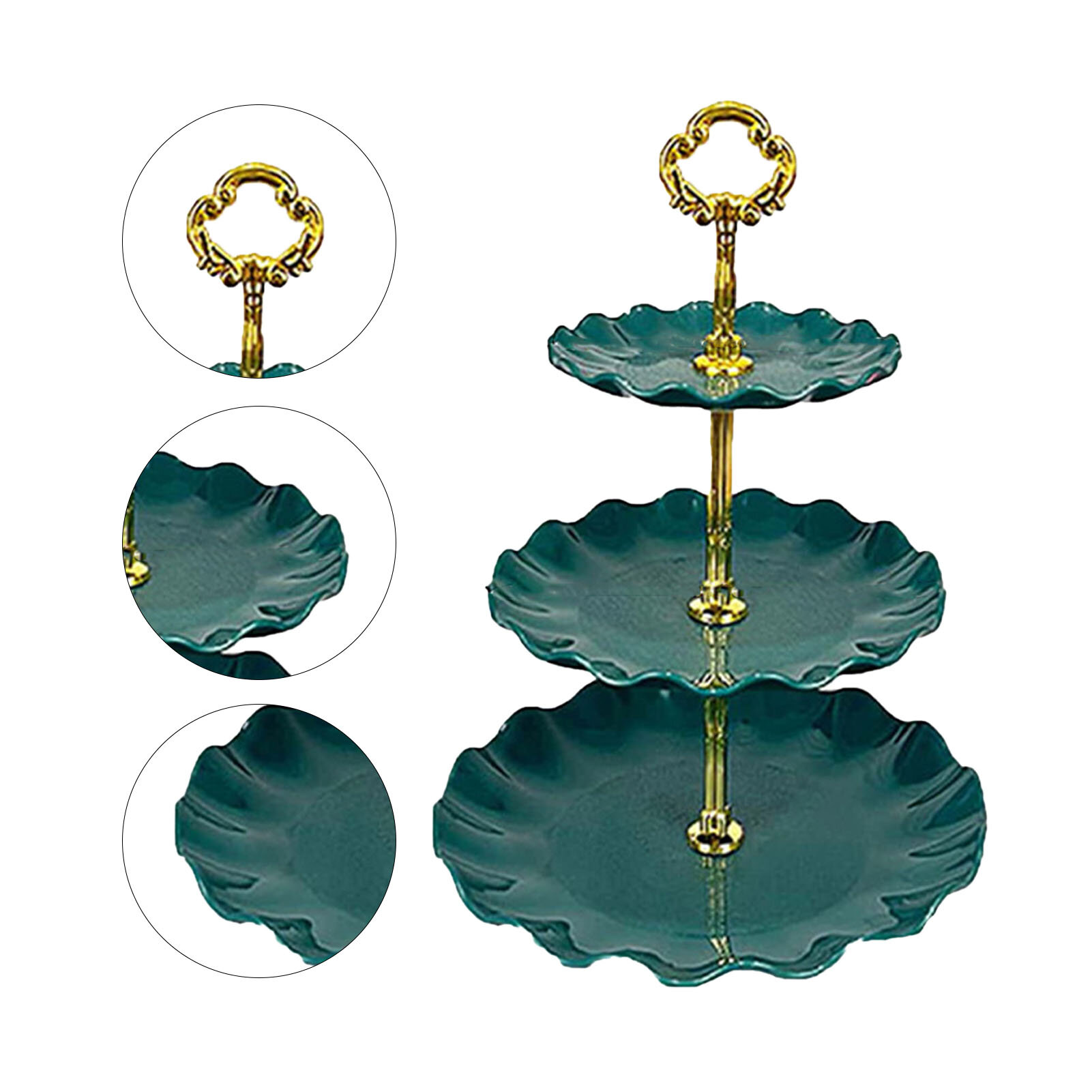 3-х слойный поднос для тарелки с фруктами в скандинавском стиле, пластиковый 3-х ярусный поднос для торта, поднос для десерта для праздника и вечеринки, темно-зеленый