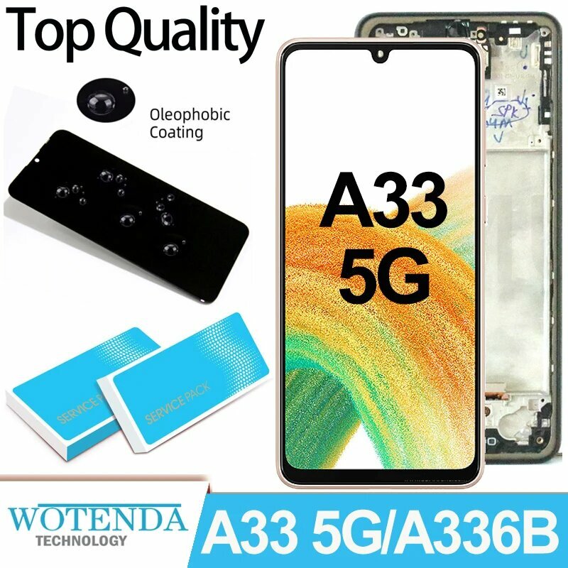 Супер AMOLED дисплей для Samsung A33 5G ЖК-дисплей SM-A336E SM-A336B SM-A336M дигитайзер сенсорного экрана в сборе Blue With Frame