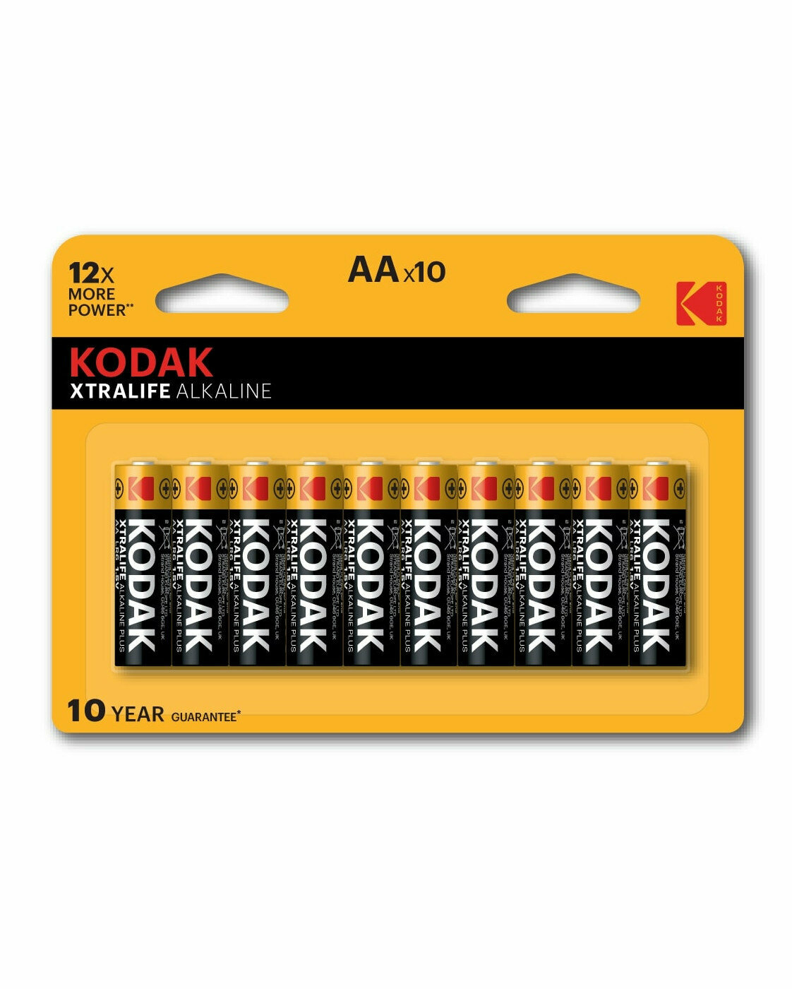Батарейки KODAK "Xtralife", алкалиновые, AA, LR06, 1.5V, блистер, 10 шт