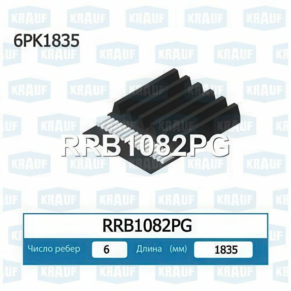 Ремень поликлиновой, L 1833-1838 мм для Ниссан, Рено, Шевроле, БМВ, Опель, Фиат, Альфа Ромео арт RRB1082PG