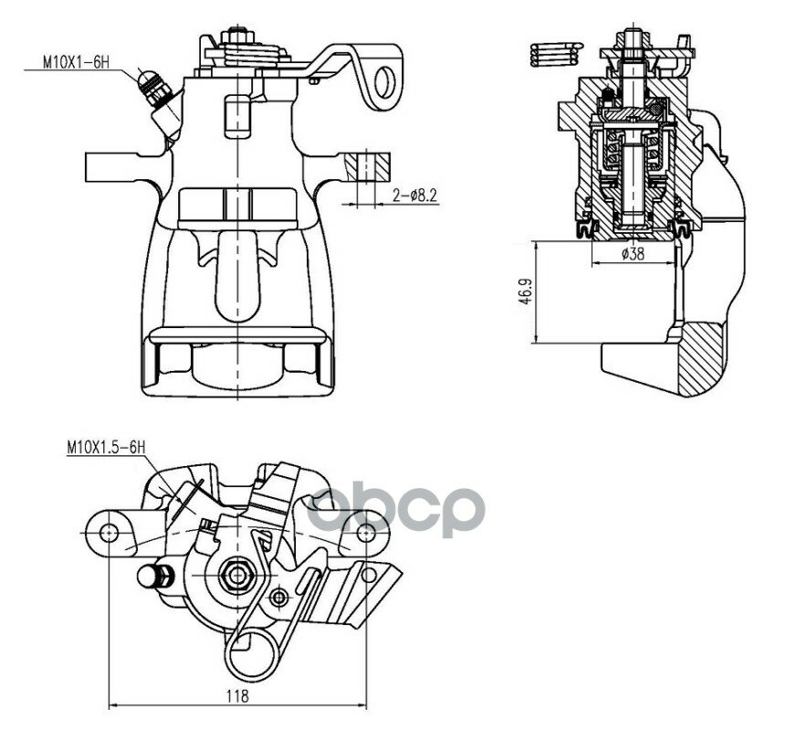 Суппорт тормозной задн. R OPEL Astra G 1998-2009/Zafira A 1999-2006/Meriva A 2003-2010 (диск 10мм, поршень 38мм) S&K арт. SKCI.