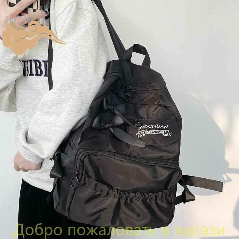 Японский аниме рюкзак в стиле кава, милый складной школьный рюкзак с бантом для девочек, подростков и студентов, персонализированный дизайн для повседневных прогулок и учёбы