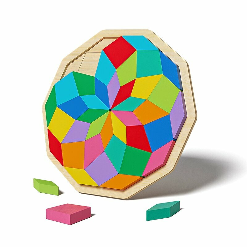 Деревянная 3D пазл-игрушка с мандальным рисунком для малышей, обучающая игрушка для возрастов 1-3 лет, безопасная для