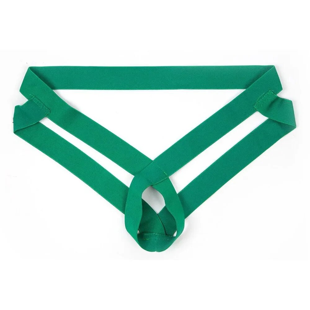 Мужской эротический бандаж с молодежным принтом, эластичное кольцо на член, трусики с отверстием для пениса, открытые ягодицы, бандажный ремень, время секса, прочные порно стринги Изумрудный, L, Green