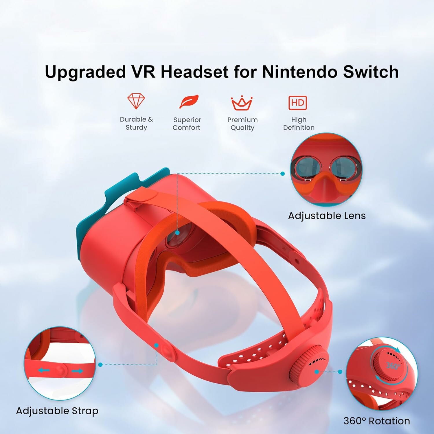 Модернизированная VR-гарнитура для Nintendo Switch и Switch OLED с регулируемым объективом HD и удобными очками VR с оголовьем