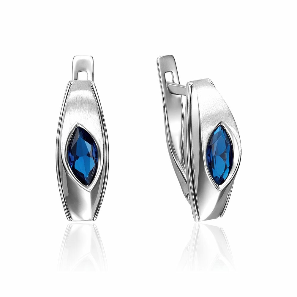Серьги, белое золото, 585 проба, родирование, сапфир