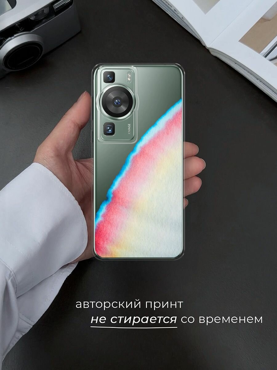 Чехол на Huawei P60/P60 Pro / Хуавей P60/P60 Про с принтом Слияние красок, прозрачный — фото 1