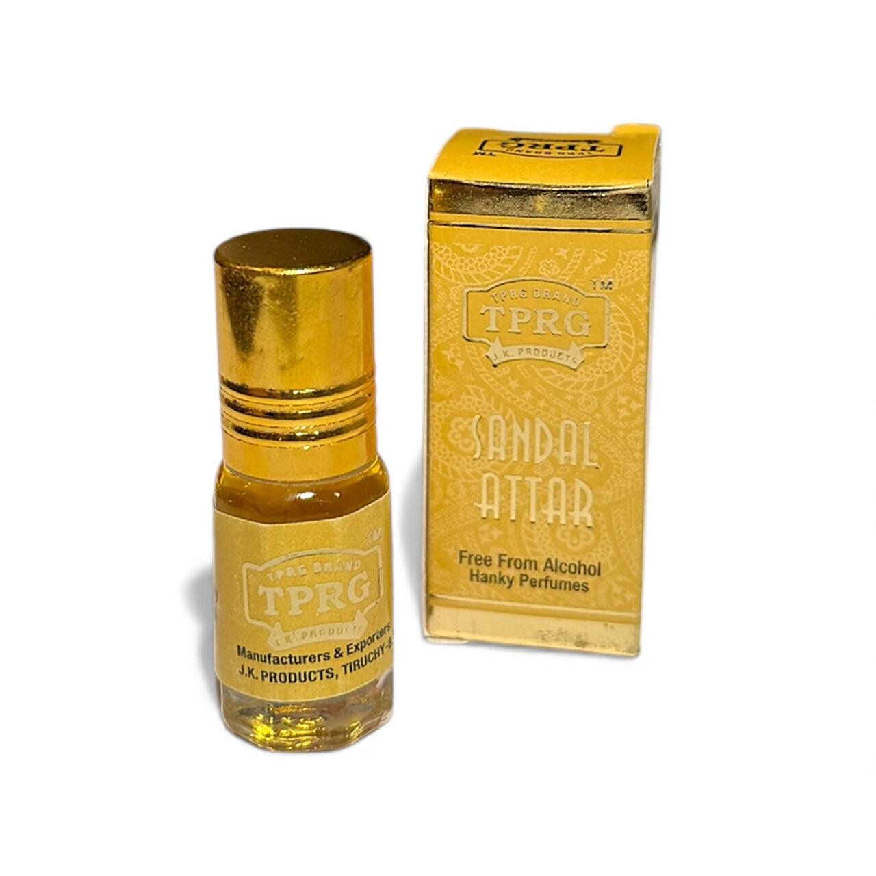 SANDAL Attar, Free From Alcohol, TPRG (сандаловый Аттар, масляные индийские духи), ролик, 3 мл.