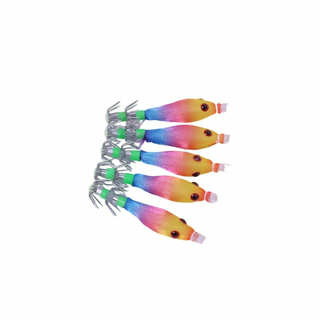 5 маленьких морских кальмаров для ловли поддельных креветок деревянные креветки-желто-синий градиент