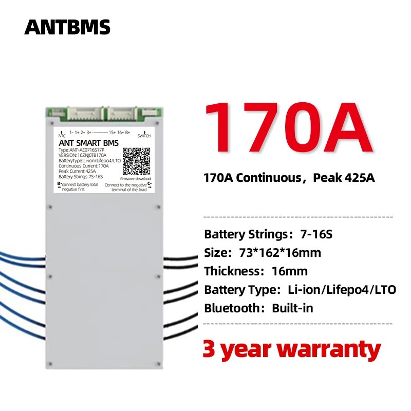 ANT BMS 170A, 7-16S, Bluetooth