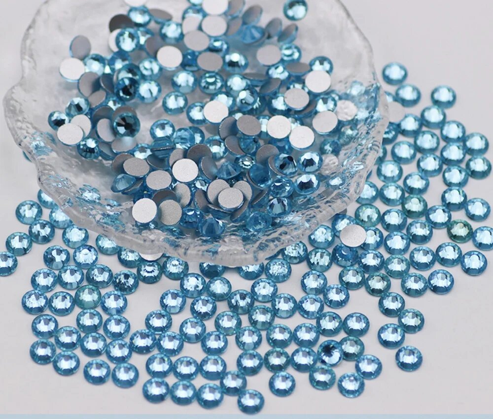 Хрустальные стразы для ногтей SS3-SS30 Синий, SS6-1440pcs, Aquamarine