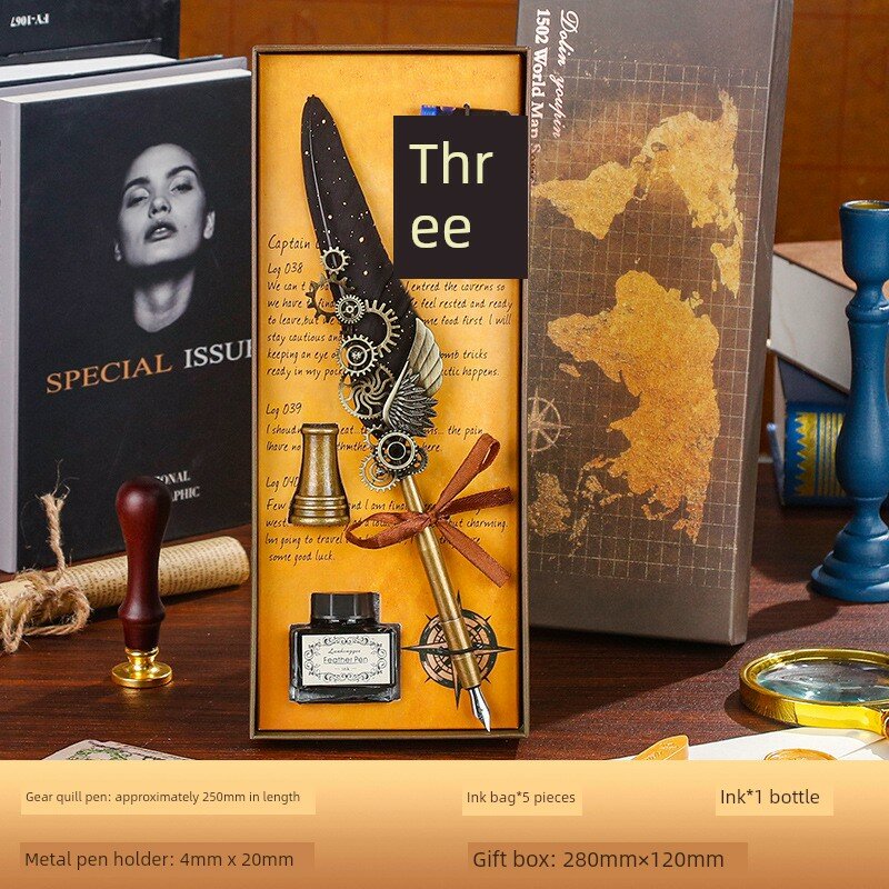 Механическая перо в стиле ретро в стиле панк, сумка для чернил, ручка для студентов, ручка для каллиграфии, подарочная