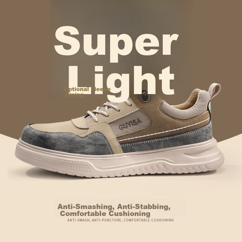 Weierdun Safety Shoes for Men, Breathable, Steel Toe Cap, Puncture-Resistant, Lightweight, Summer, Odor-Resistant, Construction Site Safety Shoes F080 Size 44