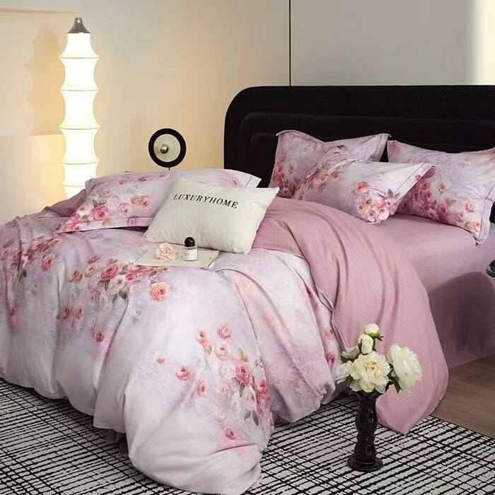 Apollo Bedding Комплект постельного белья, Сатин люкс, Двуспальный с простыней Евро, наволочки 50x70