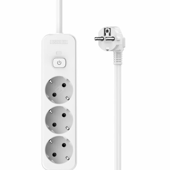 Сетевой удлинитель Perfeo "REAL STRIP" 5,0м, 3 розетки, 16А, 3500 Вт, белый.