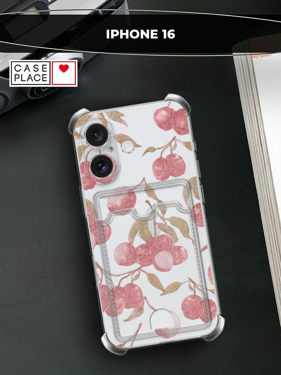 Чехол на Apple iPhone 16 (Айфон 16) с картой и принтом Сливы 2