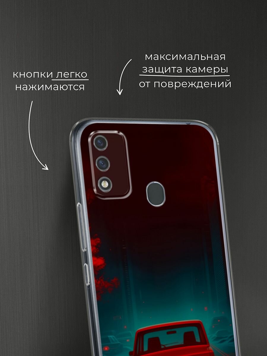 Силиконовый чехол на Itel A48 / Ител А48 с принтом Неоновая дорога — фото 1