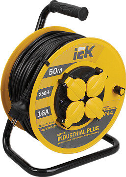 Удлинитель на катушке силовой IEK 4 розетки 50м УК50 Industrial plus 16А IP44 с/з